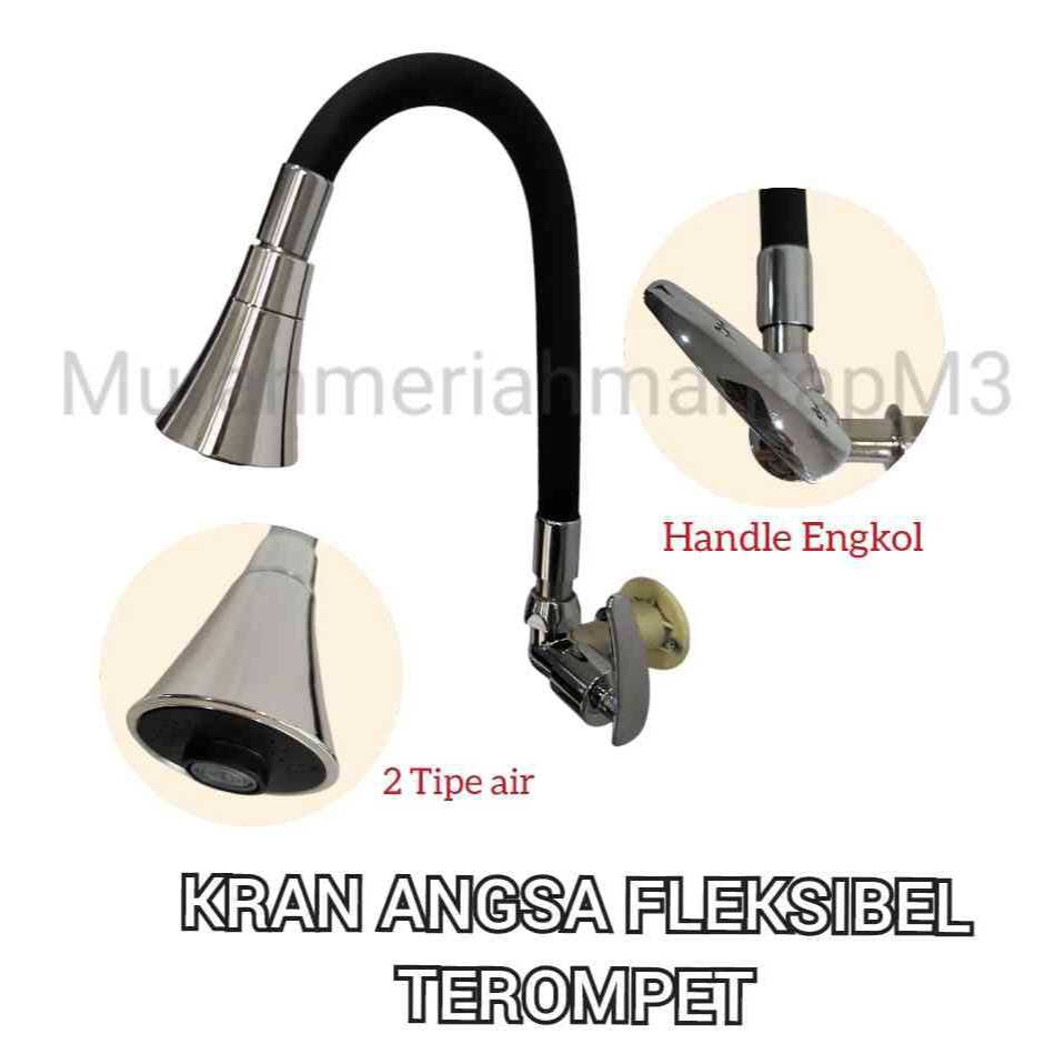 Jual KRAN ANGSA FLEKSIBEL TEROMPET HITAM / KRAN AIR CUCI PIRING / KERAN ...