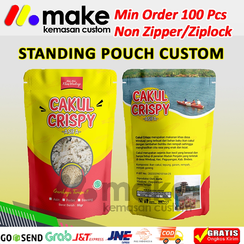 Jual CETAK STANDING POUCH CUSTOM MIN ORDER 100 PCS NON ZIPLOCK KEMASAN ...
