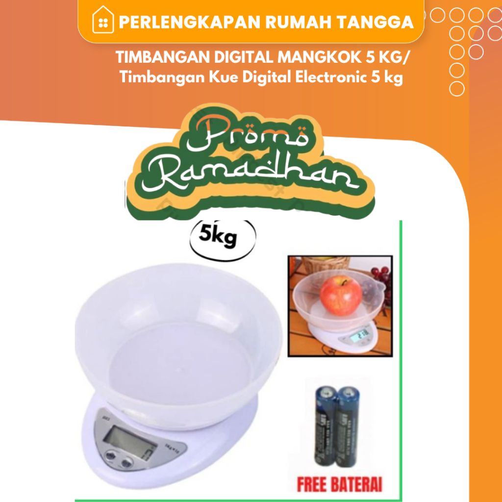 Jual TIMBANGAN DAPUR MANGKOK DIGITAL 5 KG / Timbangan Kue Digital Tipe Mangkok 5 kg / Timbangan ...