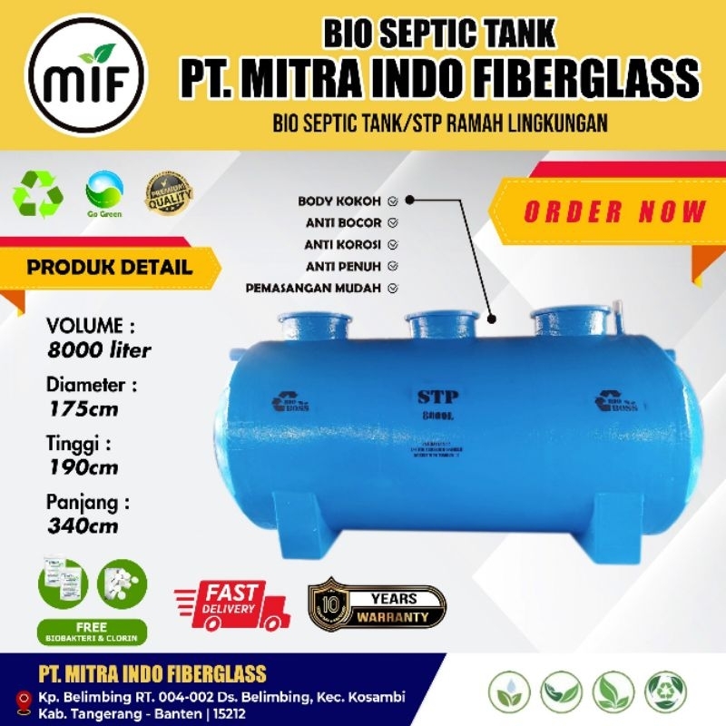Jual septic tank bio stp 8000 liter bio boss, biotech, biofil ...