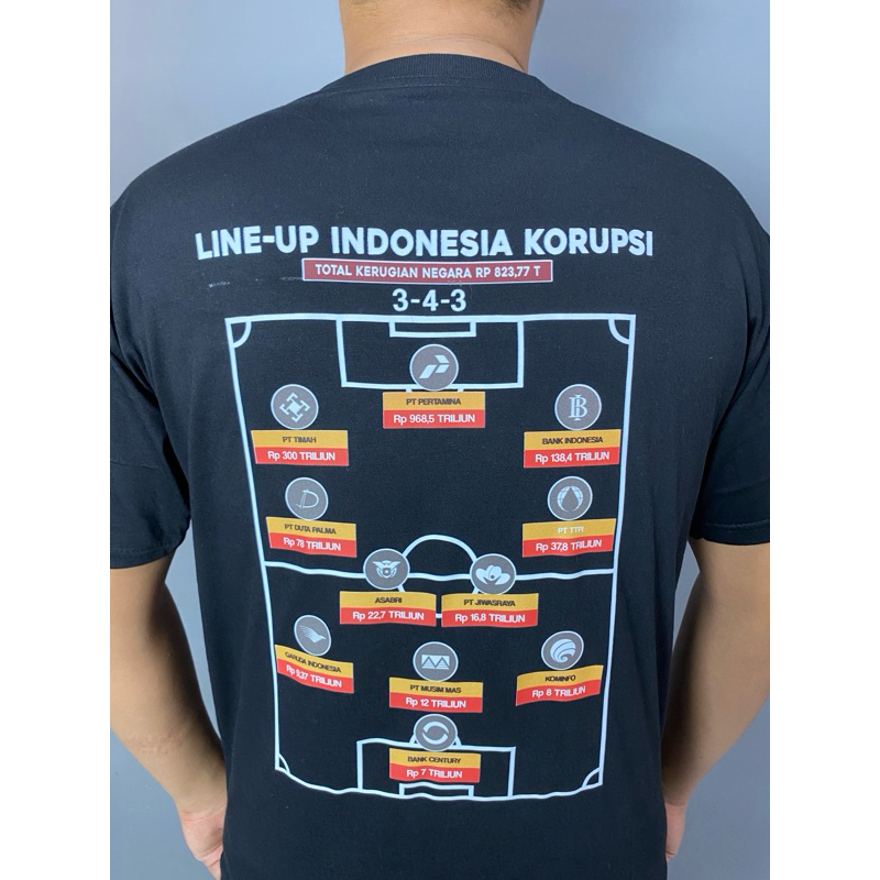 Jual Tshirt Kaos Line Up Indonesia Korupsi Distro Viral Kata Combed 30s ...