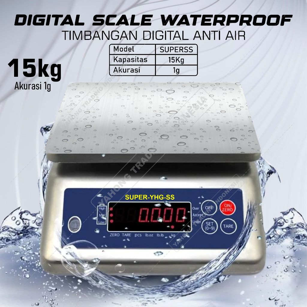 Jual Timbangan Digital 15kg 1g Anti Air Waterproof SUPER SS Timbangan ...