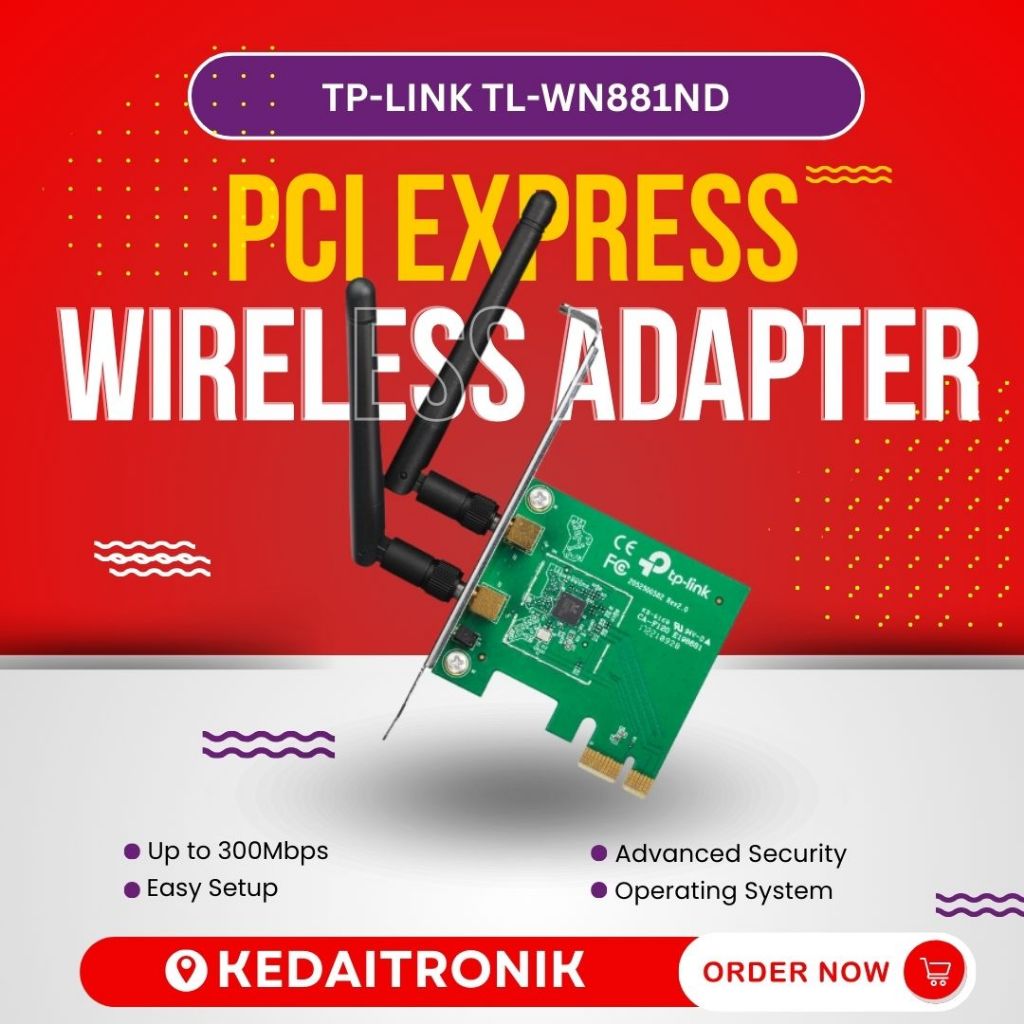 Jual Wireless N PCI Express Adapter TP Link TL-WN881ND 300Mbps TPLINK ...
