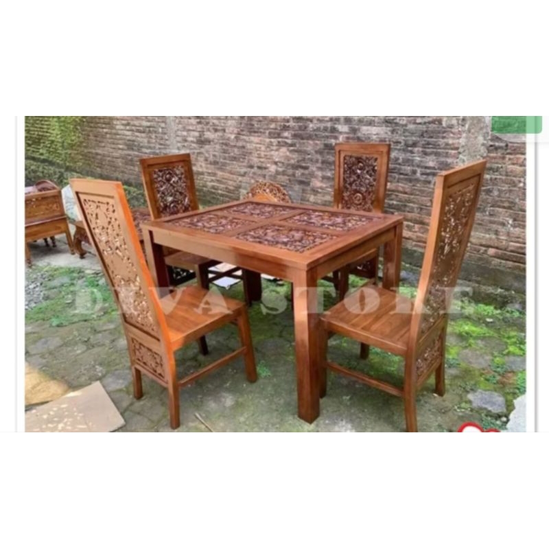 Jual Meja makan set 8 kursi kayu jati meja panjang 2 meter | Shopee ...