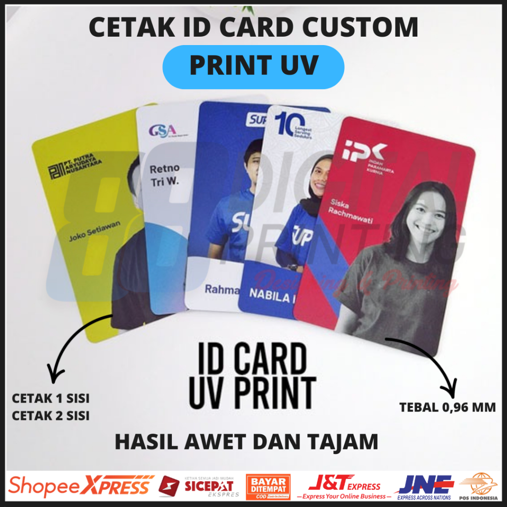 Jual Cetak Kartu Print UV Anti Luntur / Cetak Name Card UV Custom / Cetak PVC UV / Kartu BUMN ...