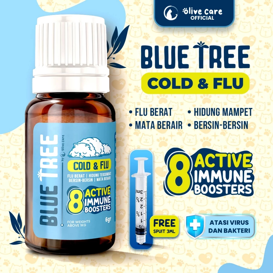 Jual Olive Care Vitamin Obat Kucing BLUE TREE Cold & Flu dengan 8 Bahan ...