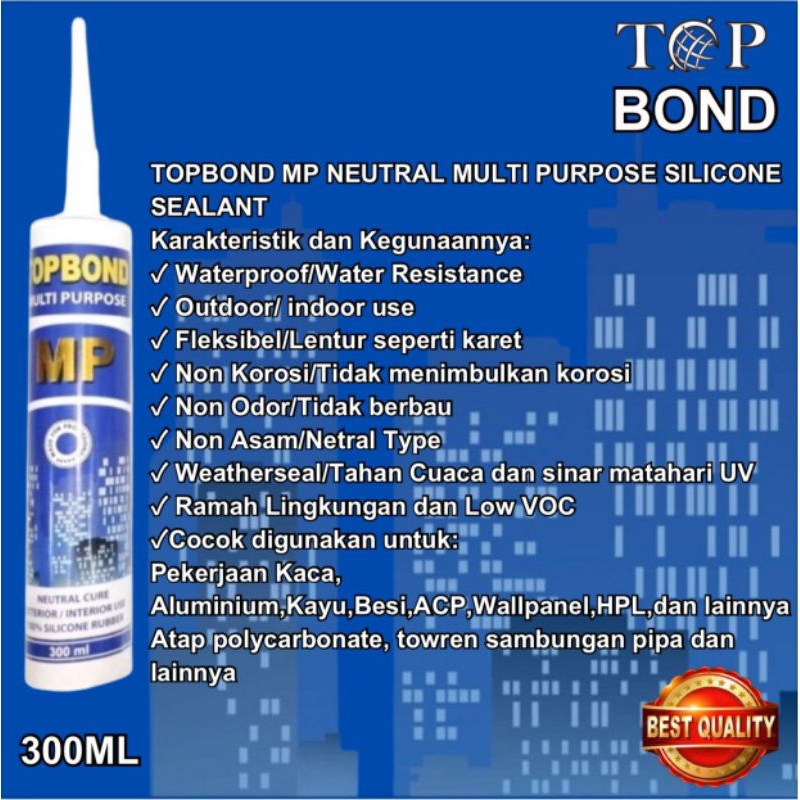 Jual Lem Silikon Netral TOPBOND MP Multi Purpose Neutral Silicone ...