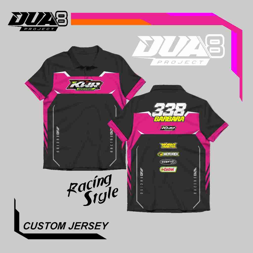 Jual jersey racing custom pink hitam pake kerah | Shopee Indonesia