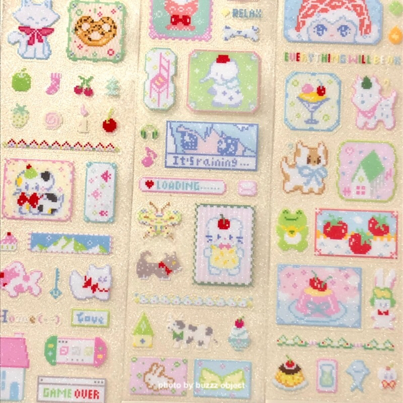 Jual [capsule] Pixel Notes Glitter Sticker Roll || Cute Japanese Korean ...