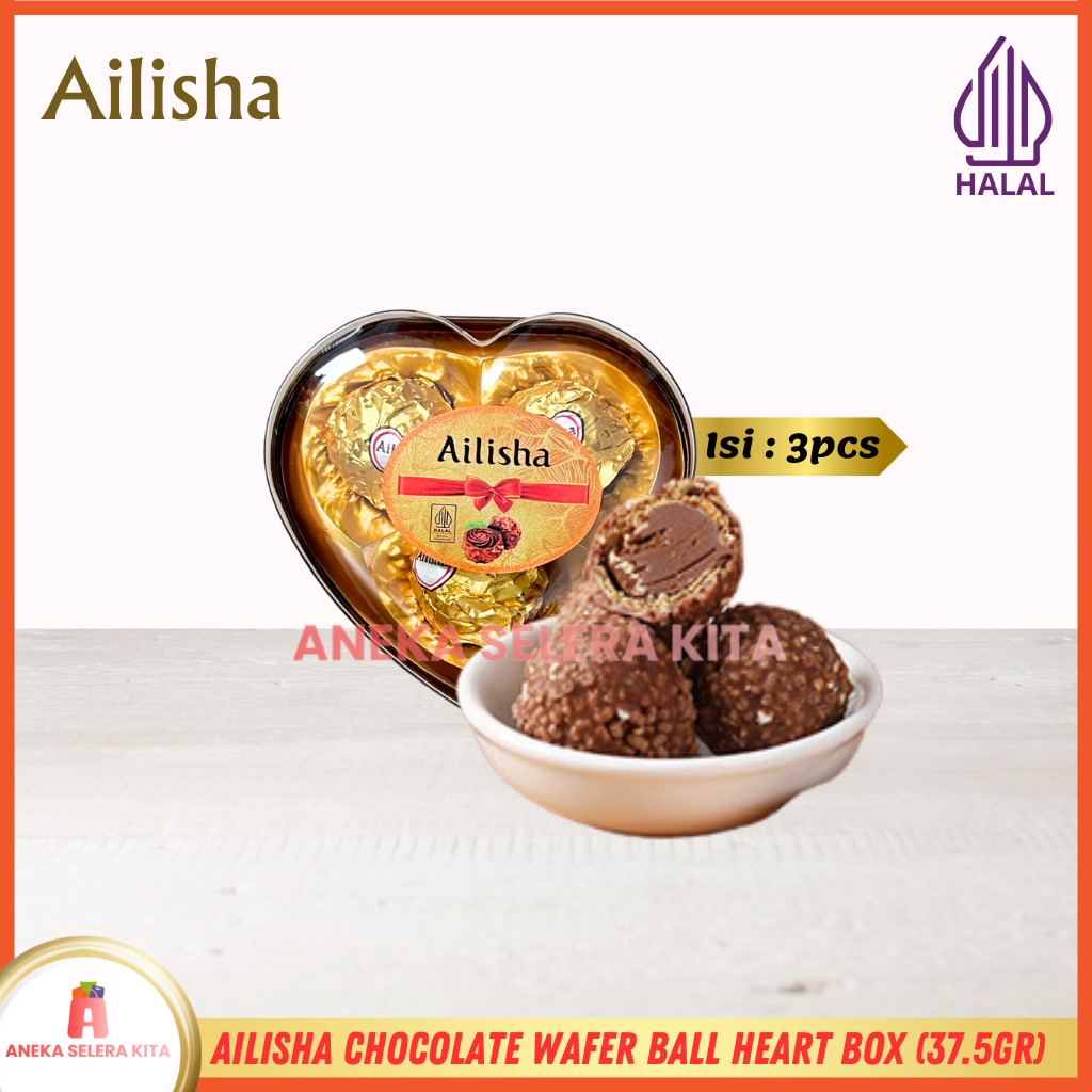 Jual Ailisha Chocolate Wafer Ball Square Heart Shape Box Halal 37.5gr ...