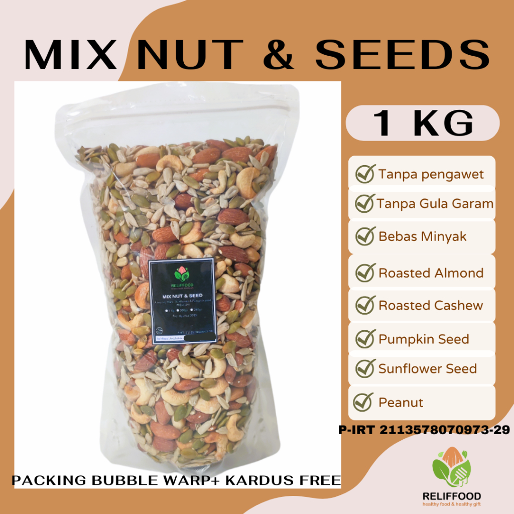 Jual TRAIL MIX NUT & SEEDS 1 KG PREMIUM 5 VARIAN - ALMOND METE MEDE ...