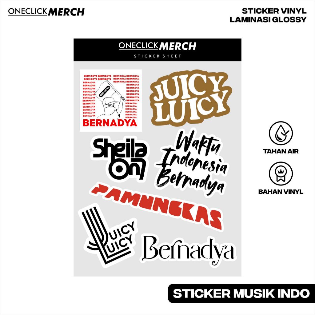 Jual Sticker Pack BERNADYA, SO7, JUICY LUICY, PAMUNGKAS Bahan Vinyl ...
