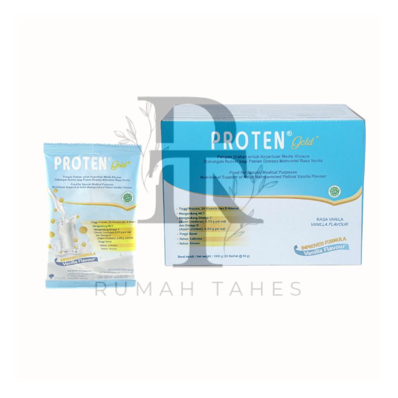Jual PROTEN GOLD VANILLA PER BOX (20 SACHET) | Shopee Indonesia
