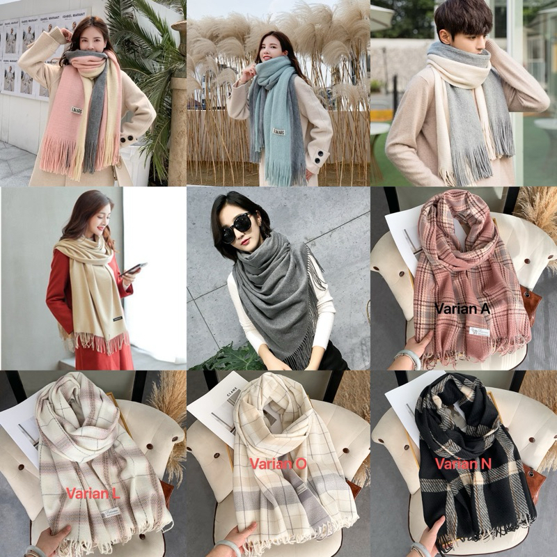 Jual Syal Korea Scarf Wool Cashmere Immitation Fashion Winter Autumn ...
