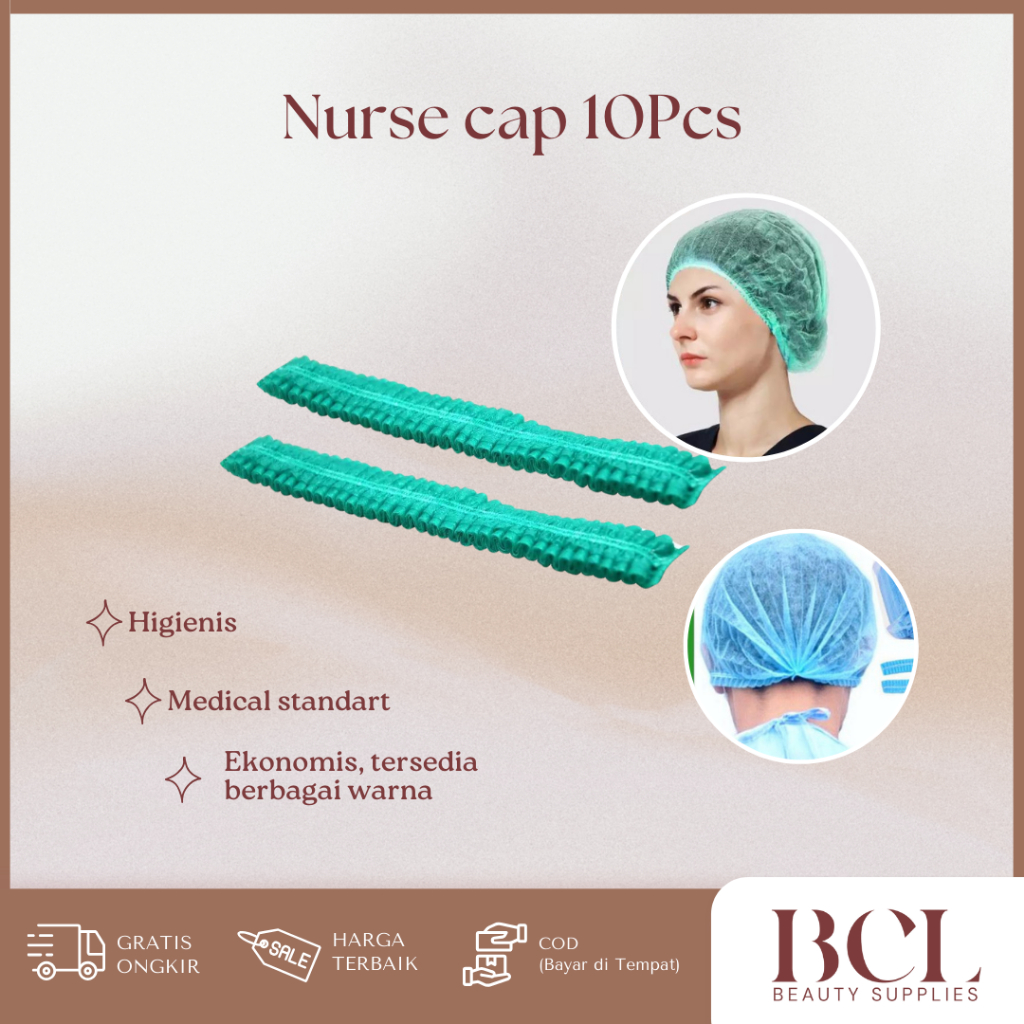 Jual Nurse Cap 10pcs | Topi Perawat Penutup Kepala Non Woven | Hairnet ...