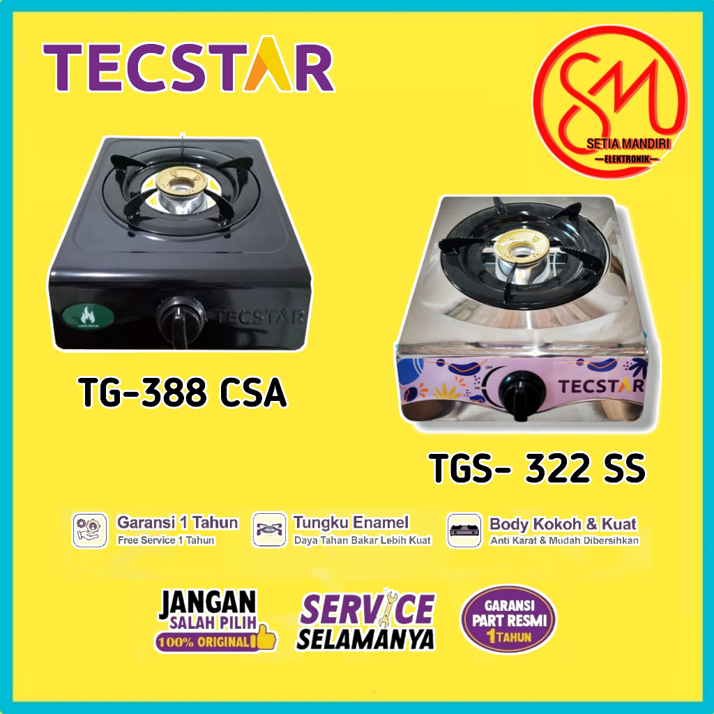 Jual TECSTAR Kompor Gas 1 Tungku Teflon & Stainless Optimax Api Biru ...