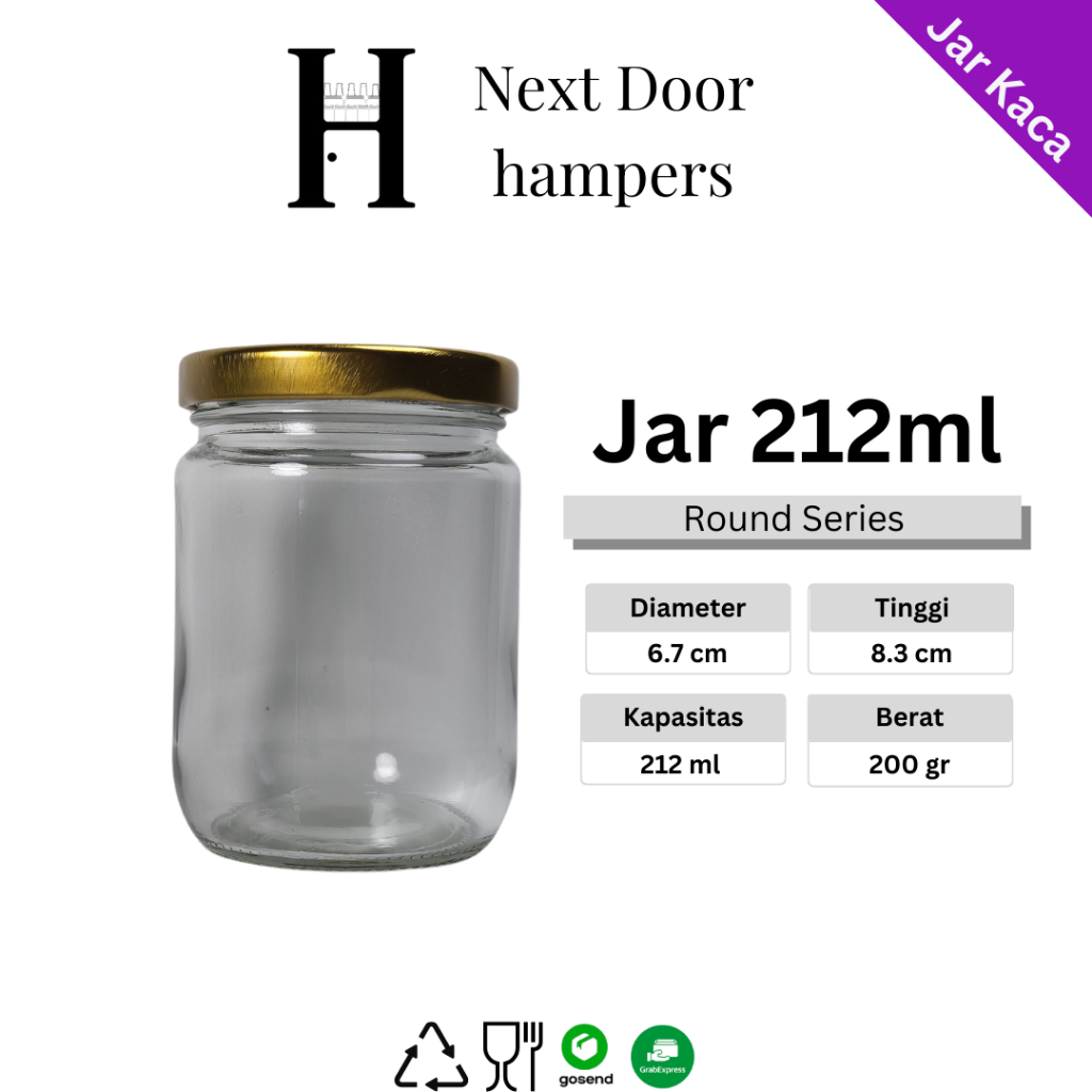 Jual Jar Kaca 212 ml / Jar Serba isi, makanan ringan, bubuk kopi, 212ml ...