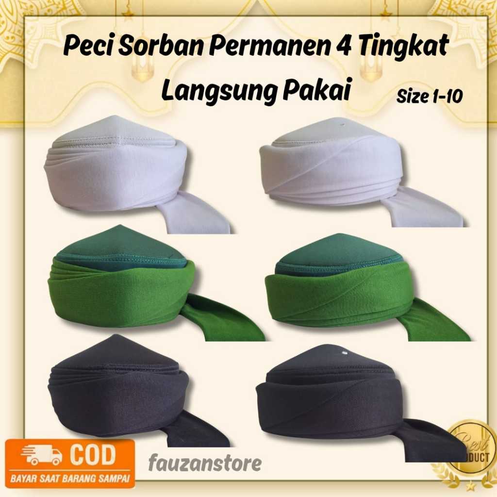 Jual PROMO !!! Peci Imamah Permanen Panjang 3 Meter Peci Imamah Instan ...