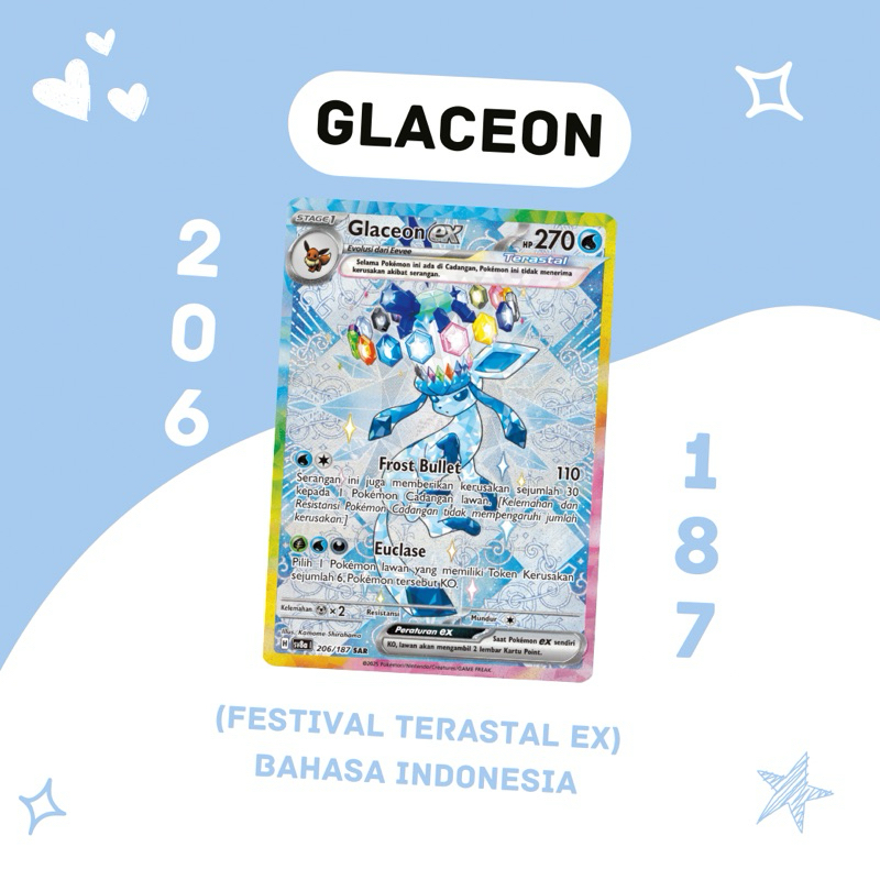 Jual Glaceon EX SAR SV8A 206/187 Pokemon TCG Indonesia | Shopee Indonesia