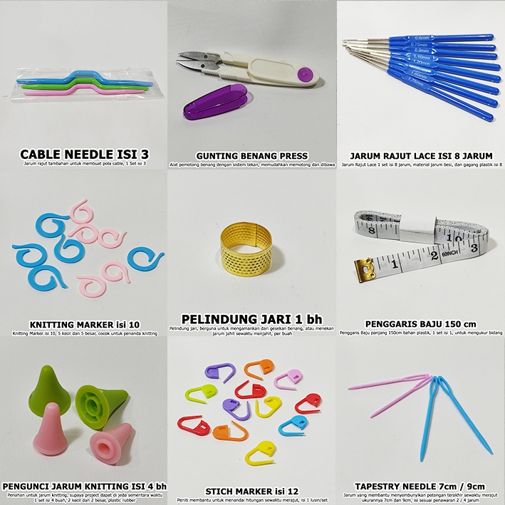 Jual ALAT RAJUT / PERLENGKAPAN MERAJUT / CROCHET AND KNITTING TOOLS ...
