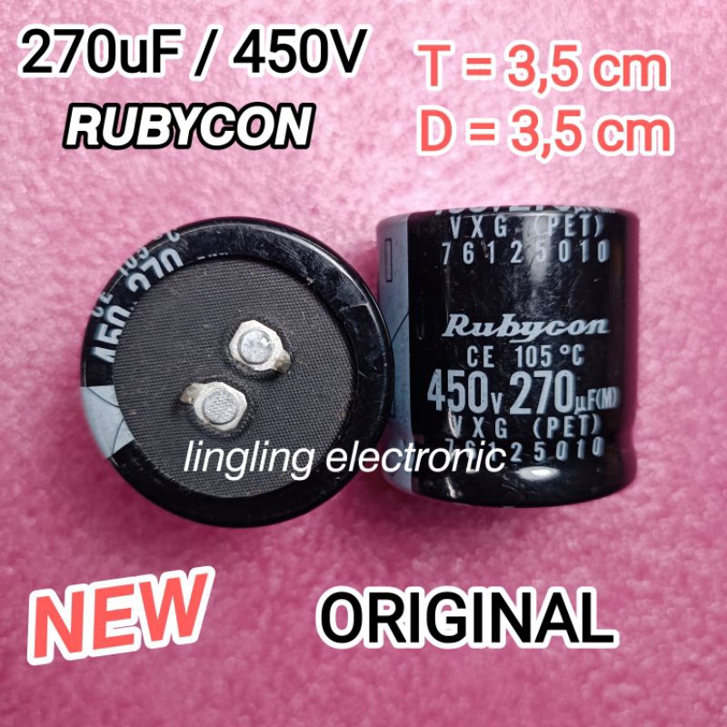 Jual CAPASITOR ELCO 270UF 450V RUBYCON ORIGINAL NEW | Shopee Indonesia
