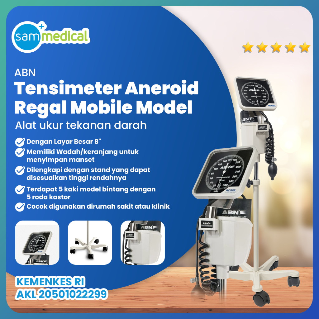 Jual ABN Regal Clock Aneroid Tensimeter Mobile Model / Tensi Berdiri ...