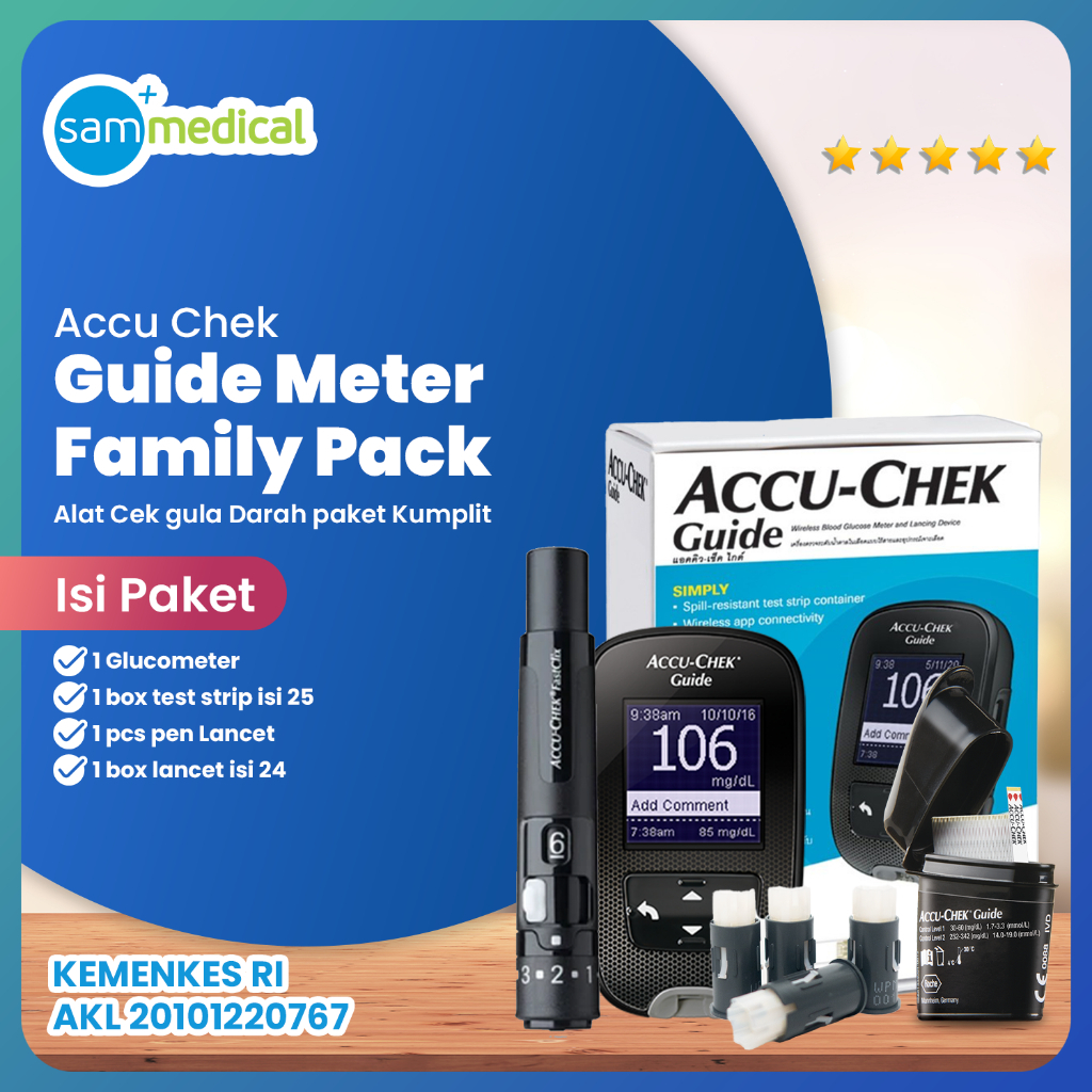 Jual Accu Chek Guide Blood Glucose Meter / Alat Cek Gula Darah Lengkap ...