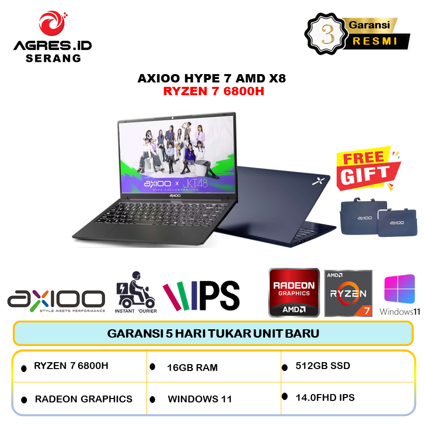 Jual AXIOO HYPE 7 AMD X8 RYZEN 7 6800H 16GB DDR5 512GB SSD W11 14INCH ...