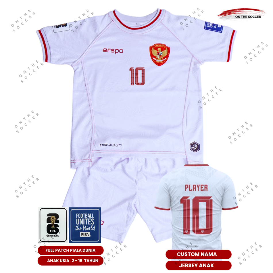 Jual Jersey Timnas Indonesia Erspo Anak Away Putih Setelan Baju dan celana | Shopee Indonesia