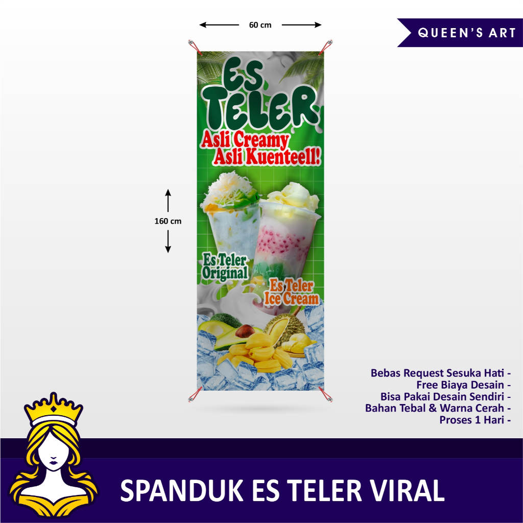 Jual banner jualan es teler sultan viral / standing banner es teler / spanduk es teler | Shopee ...