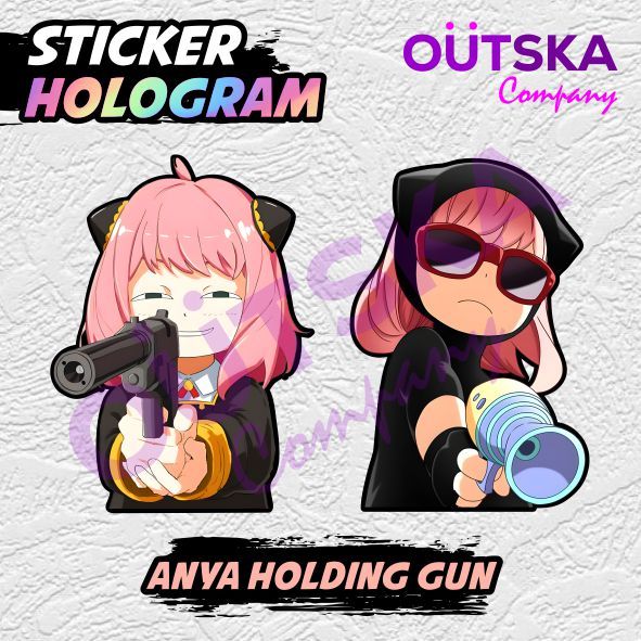 Jual Stiker Anime Anya Holding Gun Hologram Mengkilap Glossy V9 Lucu ...
