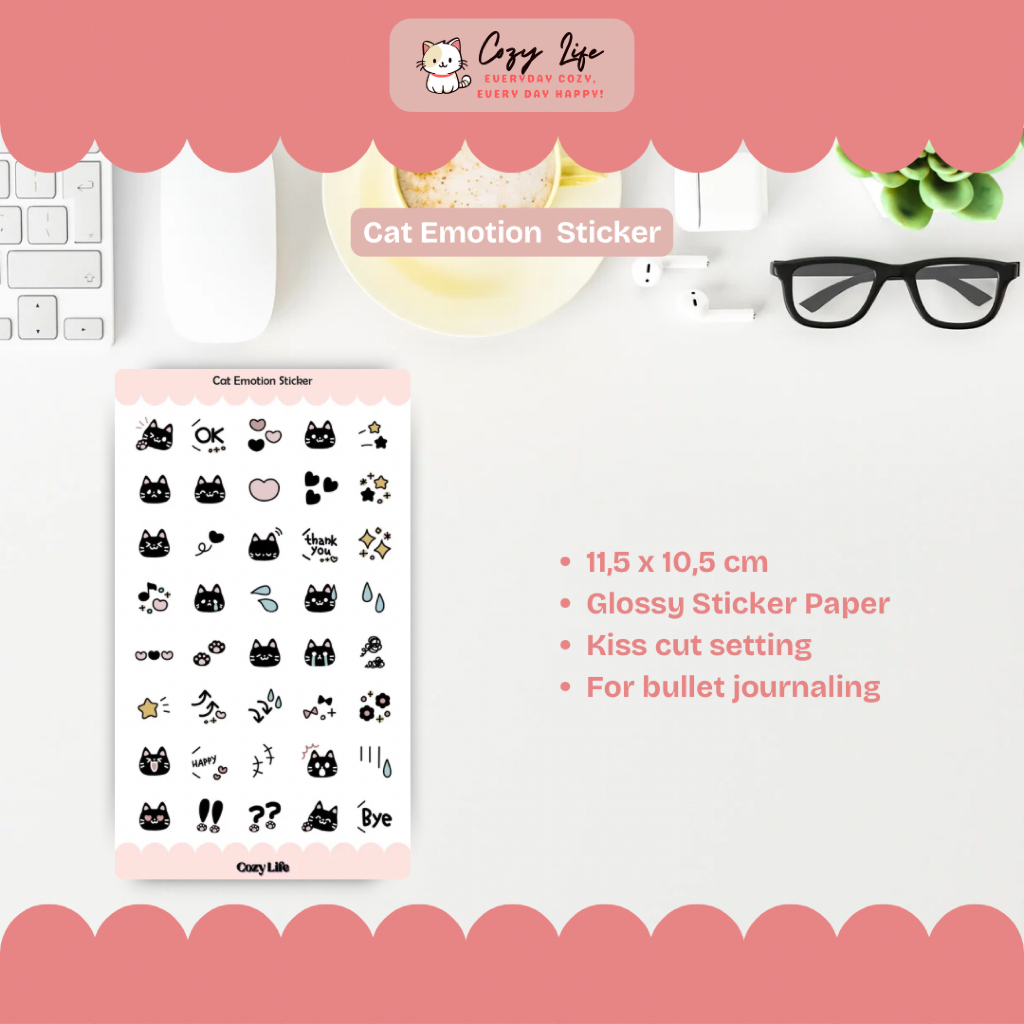 Jual Cat Emotion Sticker Set – Cozy Life | Shopee Indonesia
