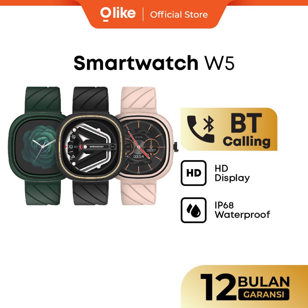 Jual OLIKE Smartwatch W5 HD Display 1.32 Inch Strap 24mm Touch Screen 3 ...