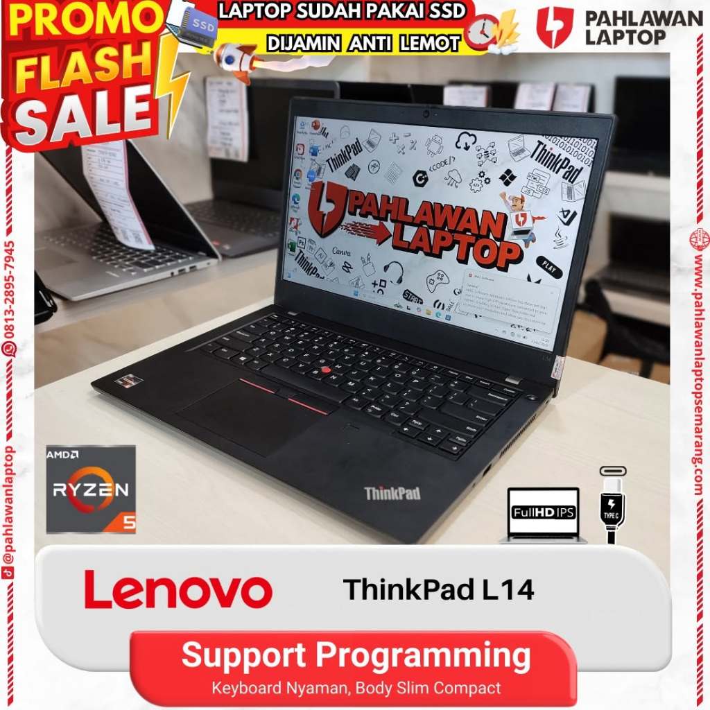 Jual LAPTOP LENOVO ThinkPad L14 Ryzen 5 Pro 4650U RAM 8GB SSD 512GB Body Kokoh | Shopee Indonesia
