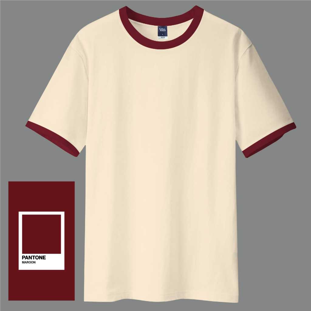 Jual KAOS RINGER TEE - CREAM MAROON ( KAOS POLOS RINGER TEE - COMBED ...