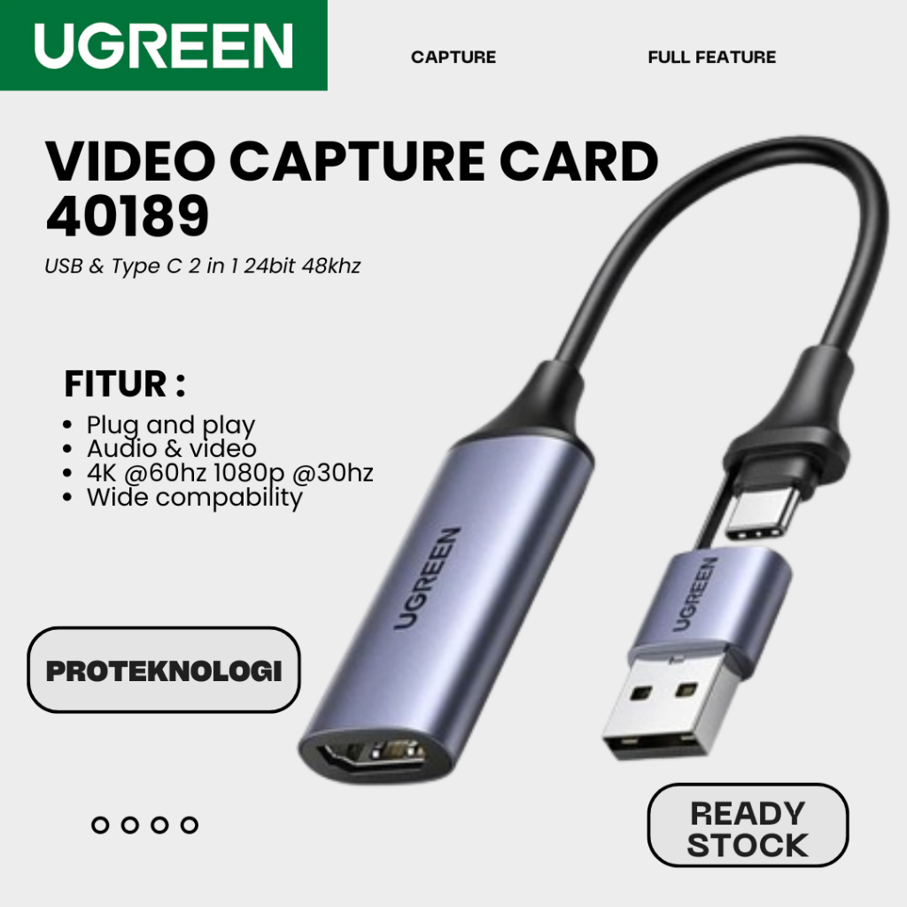 Jual UGREEN 40189 HD USB Video Capture Card HDMI 4K 60Hz | Shopee Indonesia