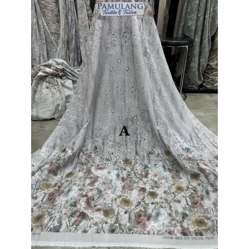 Jual KAIN KATUN BOLONG EMBROIDERY MOTIF2 || Harga Per Setengah Meter ...