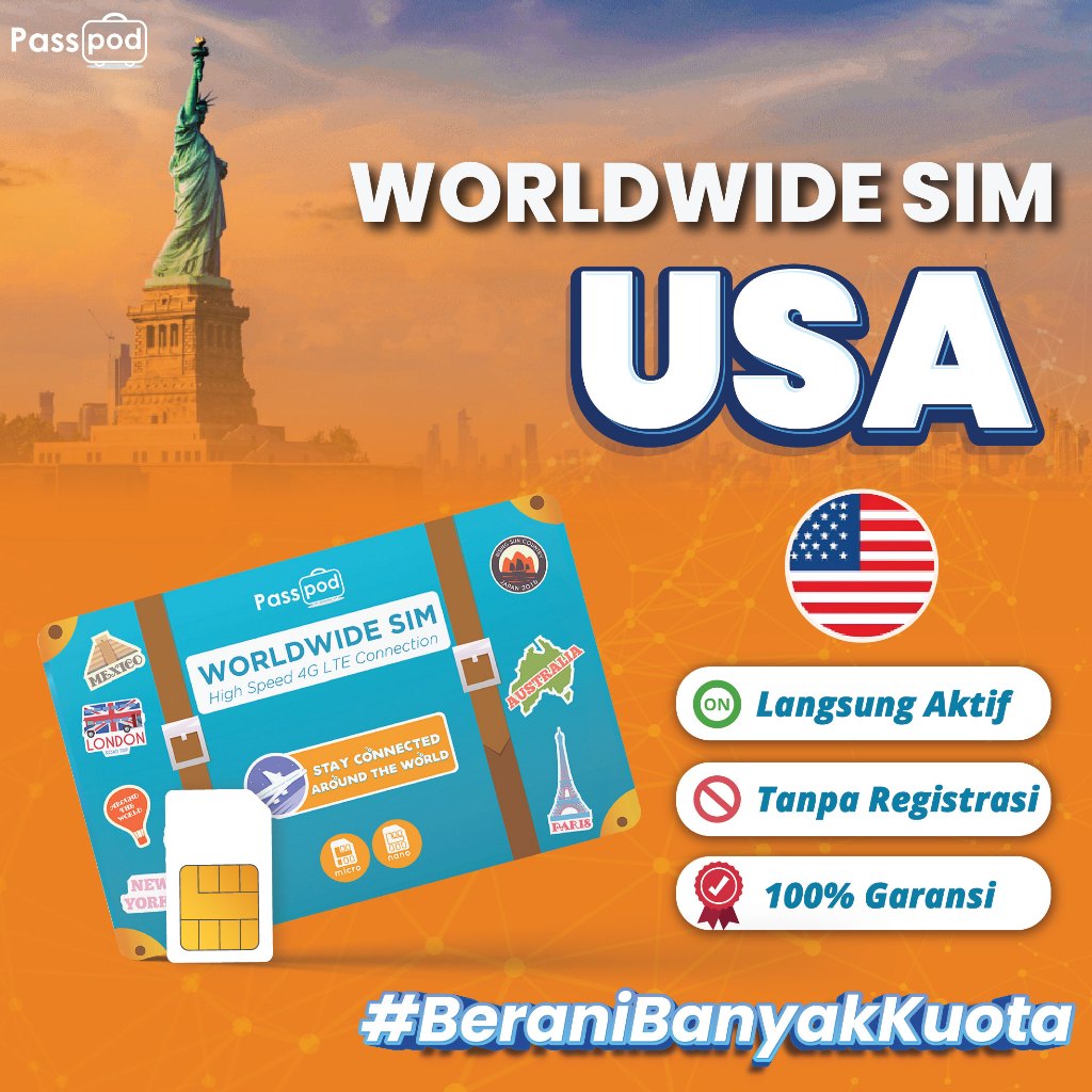 Jual Sim Card Amerika Serikat/USA Paket Data Luar Negeri | Shopee Indonesia