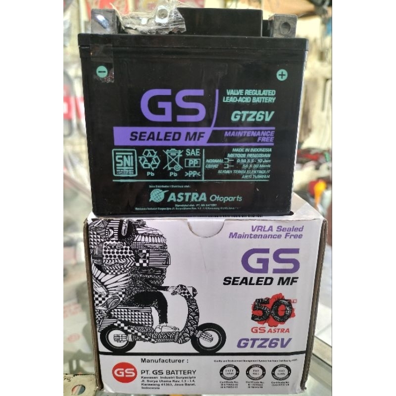 Jual BATERAI AKI KERING BATREI GS ASTRA ORIGINAL GTZ6V NMAX,VARIO 150/ ...