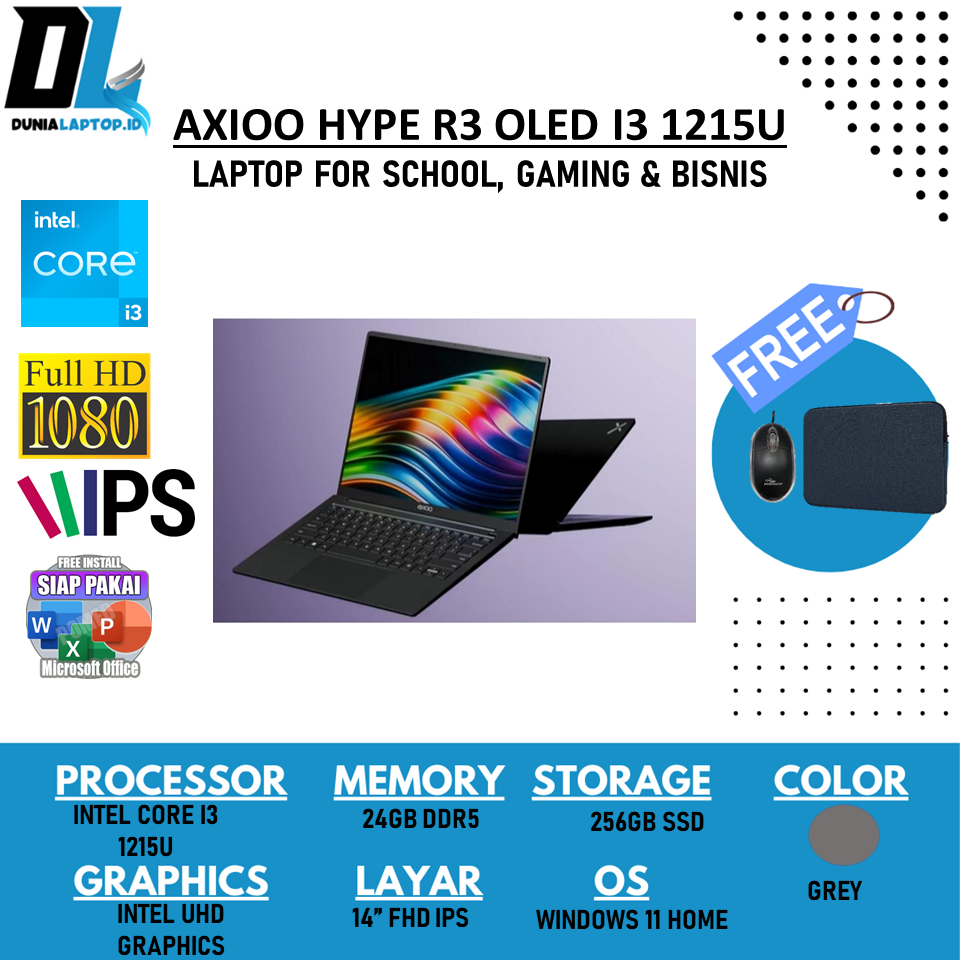 Jual Laptop Axioo Hype-R 3 Oled Intel Core I3 1215u 24gb 256gb Dos ...