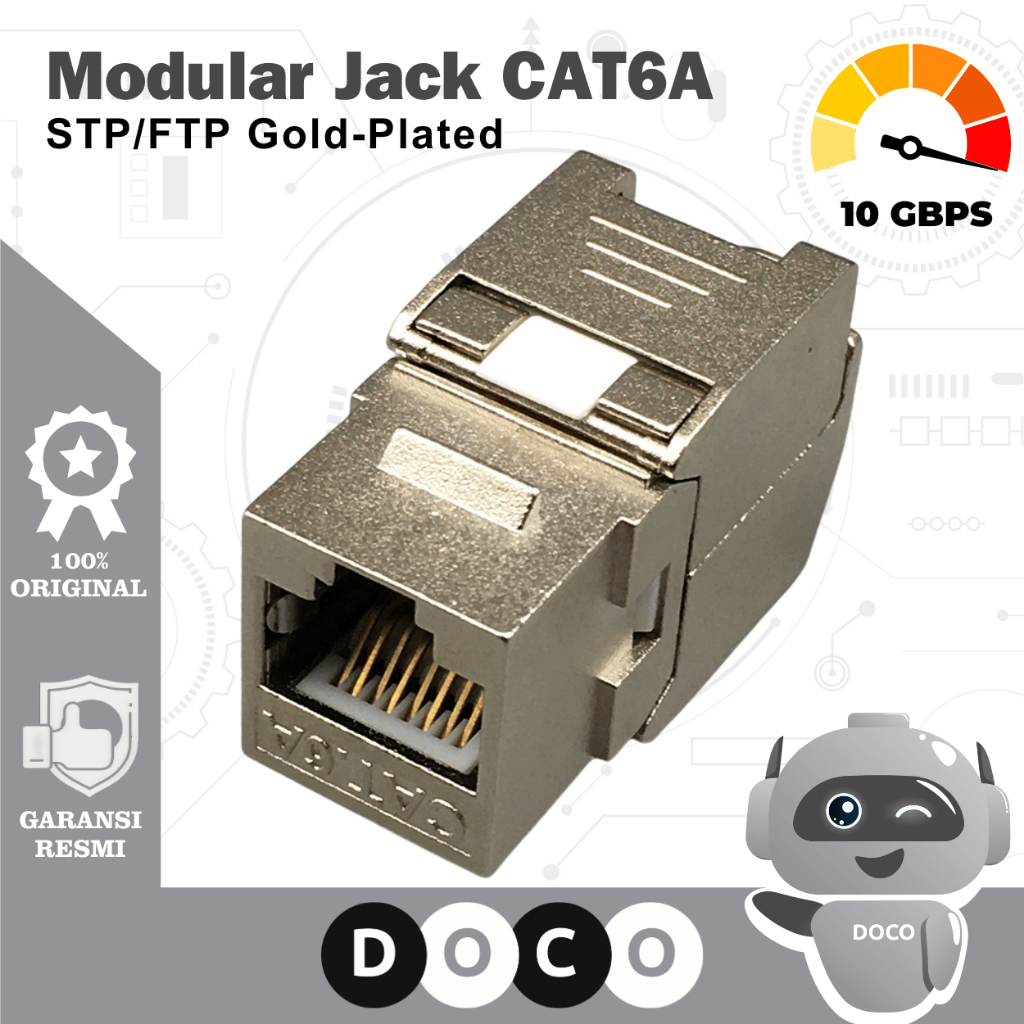 Jual Connector RJ45 Female Modular Jack CAT6A STP/FTP Gold-Plated ...