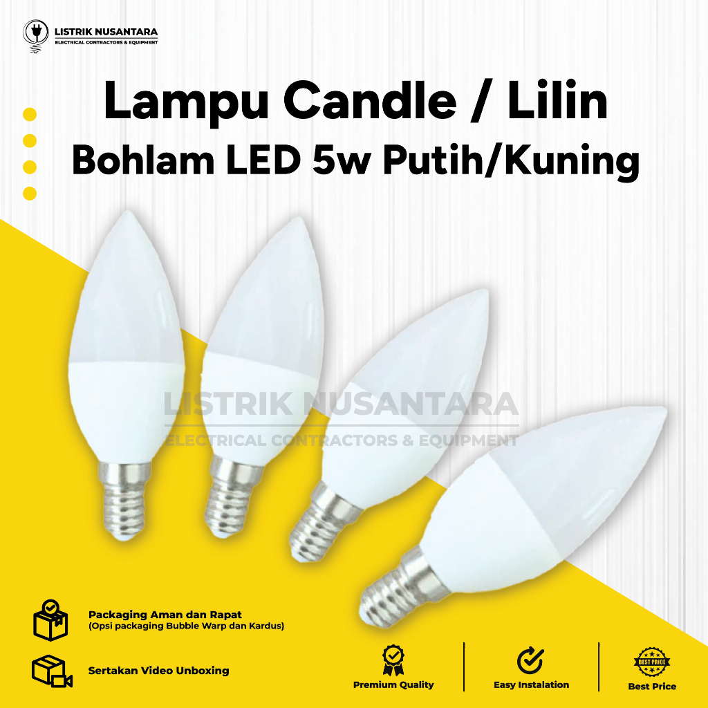 Jual Lampu Dekorasi Candel 5W / Led Bohlam Candle Lilin Susu E14 E27 Putih Kuning Ambien ...