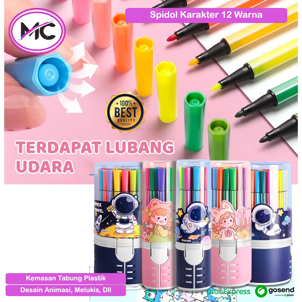 Jual Spidol Warna Warni 1 Set Hexagonal Watercolor Marker Pen 12 Warna ...