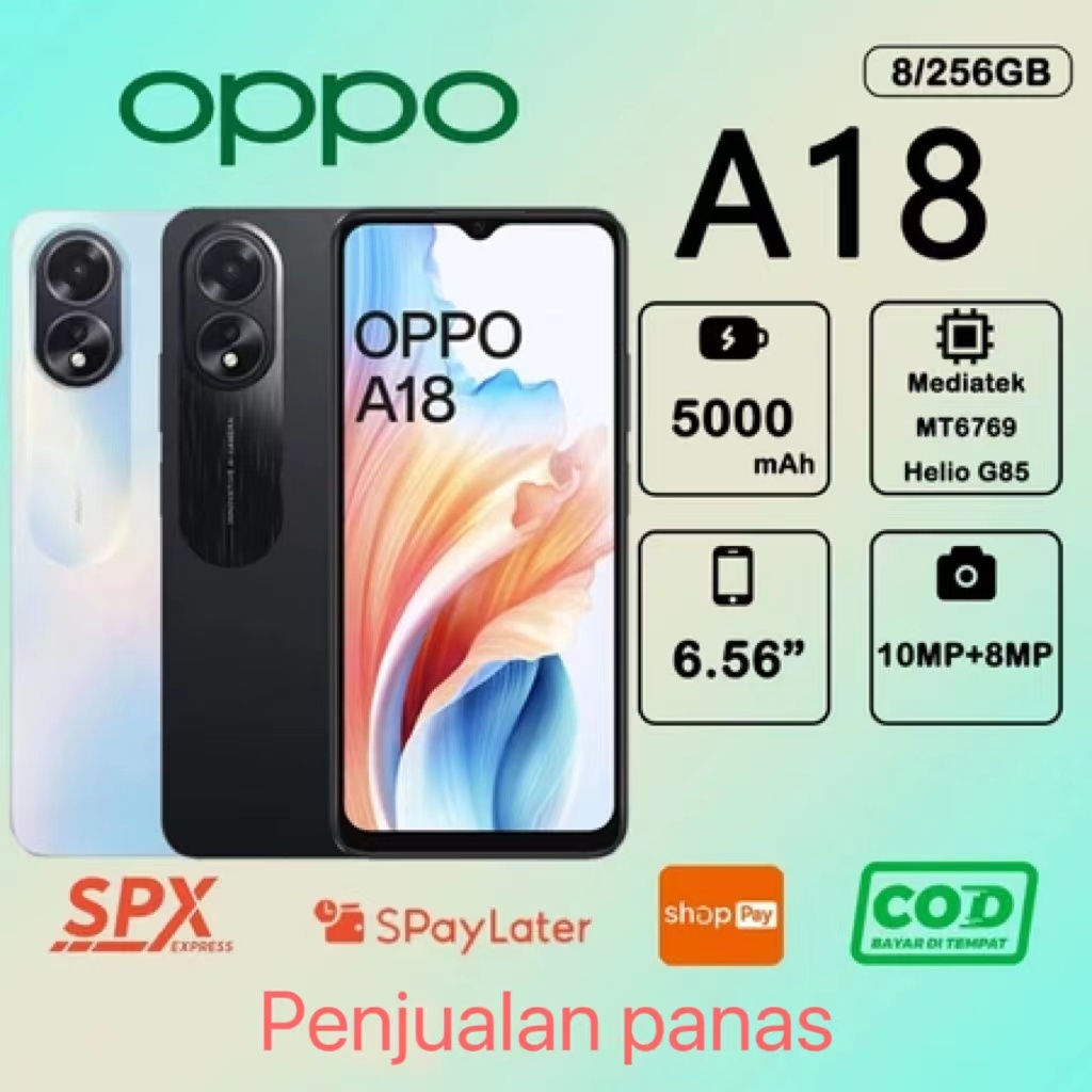 Jual OPPO A18 Ram 8/256GB Smartphone5G LET 6.56 inch Dual SIM50MP+8MP ...