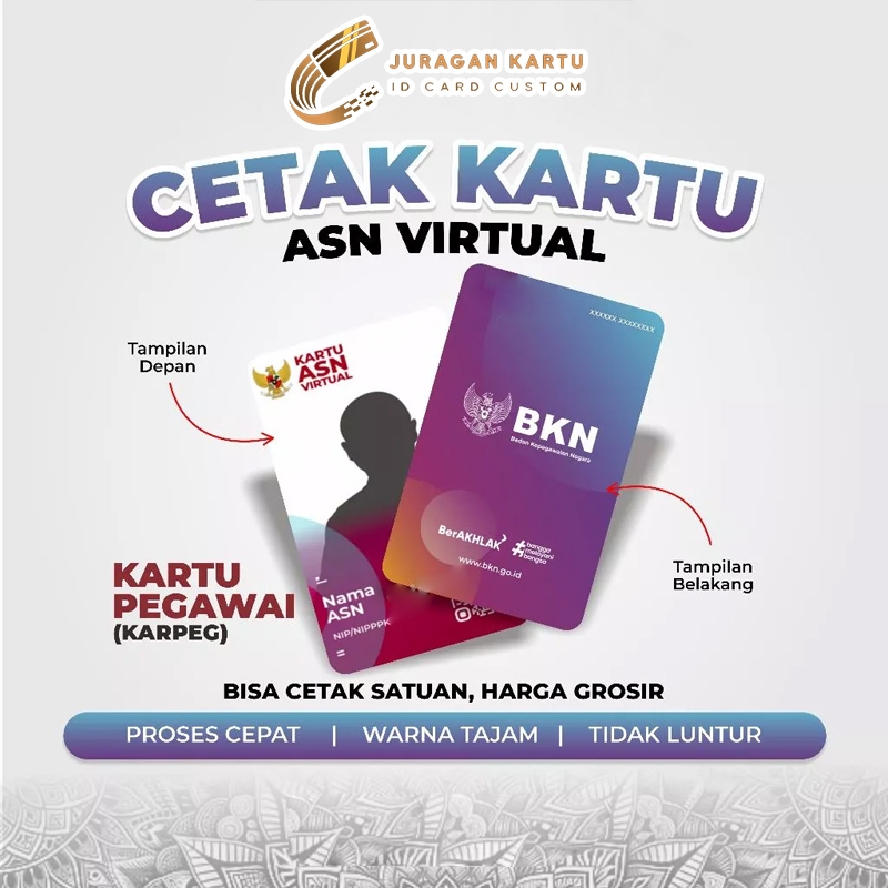 Jual Cetak ID Card Kartu Digital Fisik Kartu ASN Bisa Satuan Anti ...