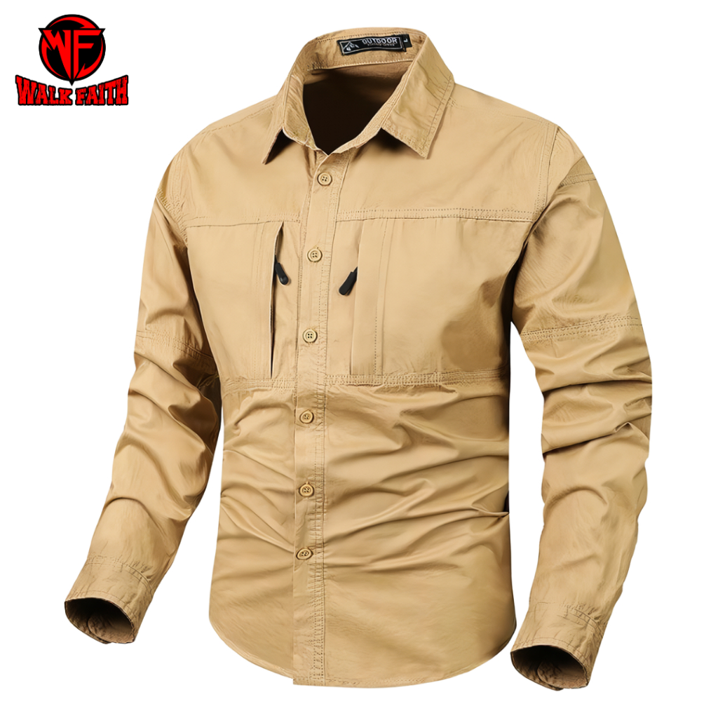Jual Kemeja Tactical Cream Lengan Panjang / Kemeja Tactical Pria ...