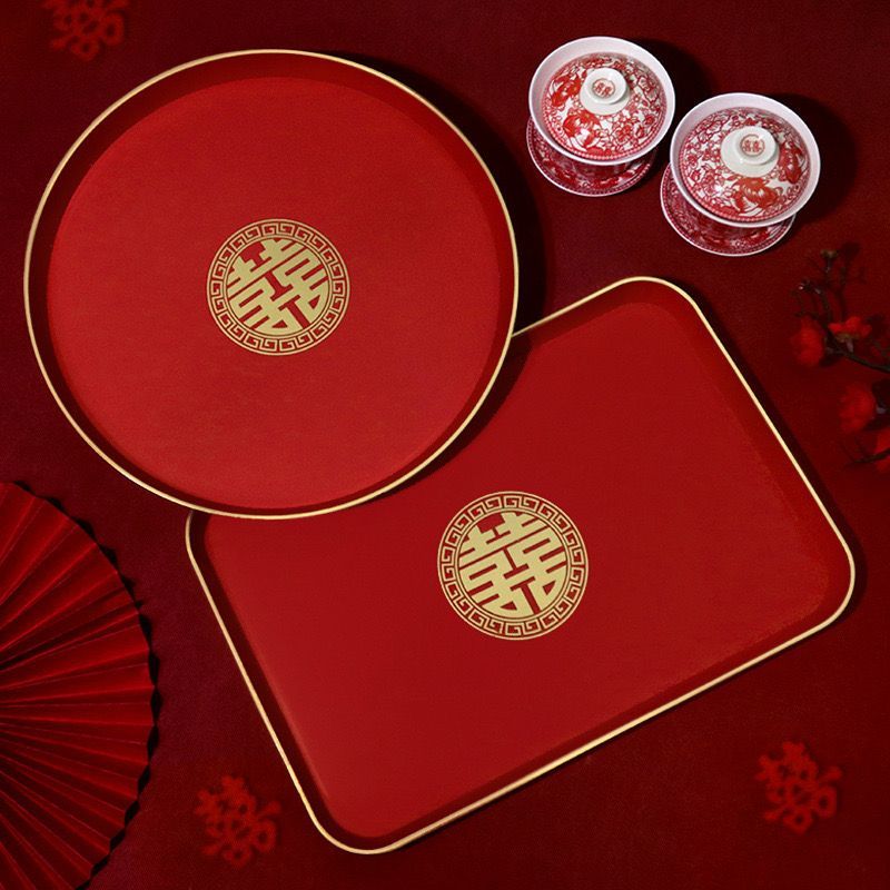 Jual Red Sangjit Tray Gold Line | Nampan Merah Phangteh Teapai ...