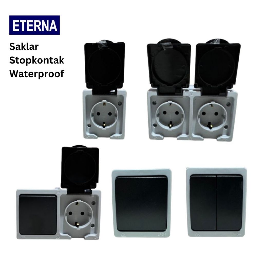 Jual ETERNA Saklar Stop Kontak WATERPROOF dengan Penutup Outbow Dinding ...