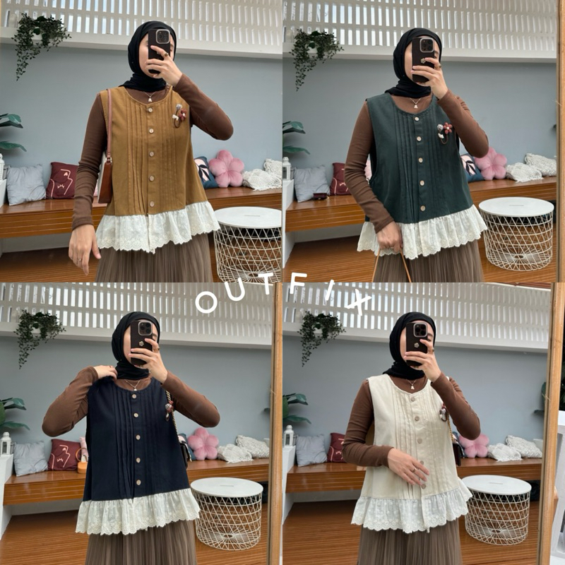Jual Lacey Linen Vest | Shopee Indonesia