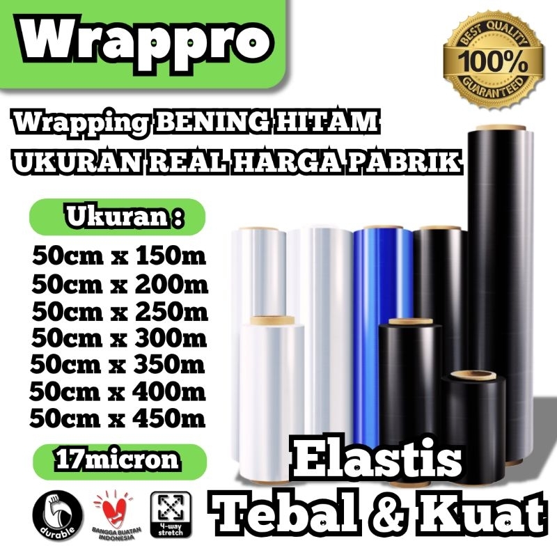 Jual Wrappro Plastik Wrapping Barang BENING HITAM 50cm x 100m 150m 200m 250m 300m 350m 400m 450m ...